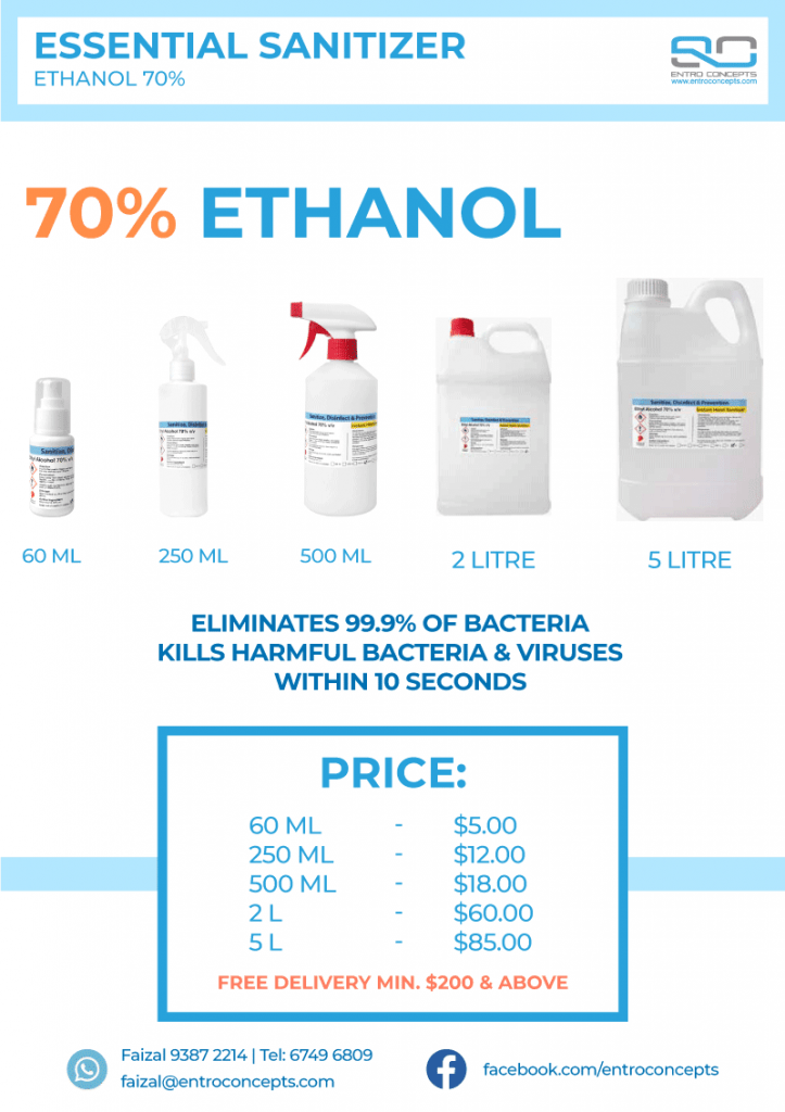 Essential Instant Hand Sanitiser 70 Ethanol Entro Concepts