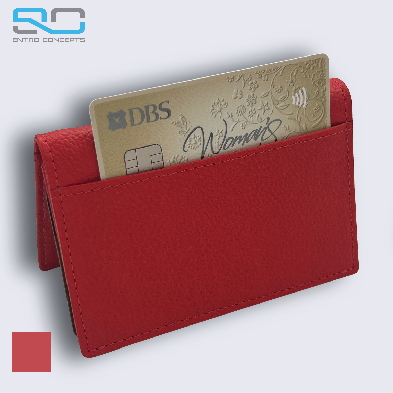 Eco FriendlyVeg Tan (RFID) Red Card Holder Leathers -03 - Entro Concepts